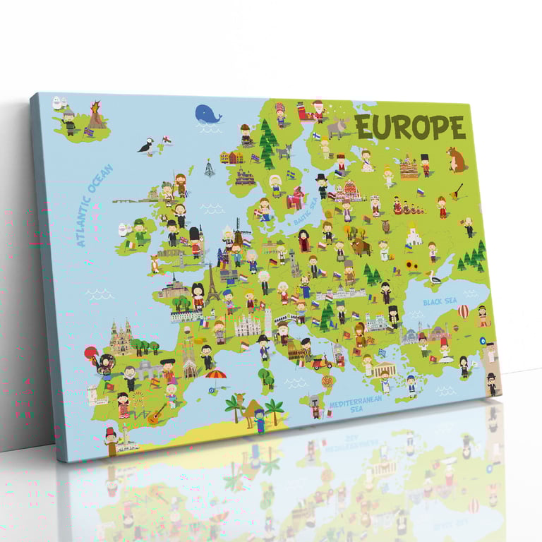 Europe Map Kids Learning Nationalities – Red Bus Prints