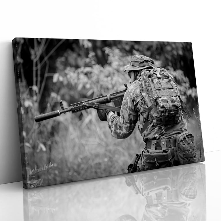 Army Soldier with Gun – Red Bus Prints
